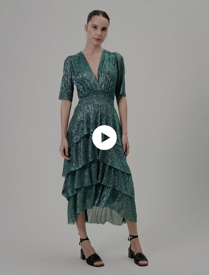 120ruffine Stretch Lurex Fabric Dress With Ruffles Dresses